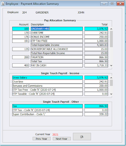 STP > Employment Termination Payments (ETP) functionality – ACR Software
