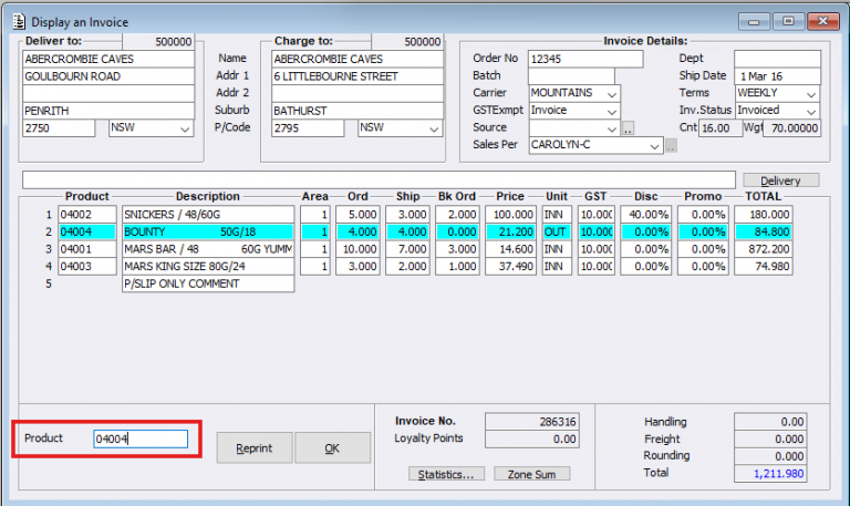 Invoicing System > New Product search functionality – ACR Software
